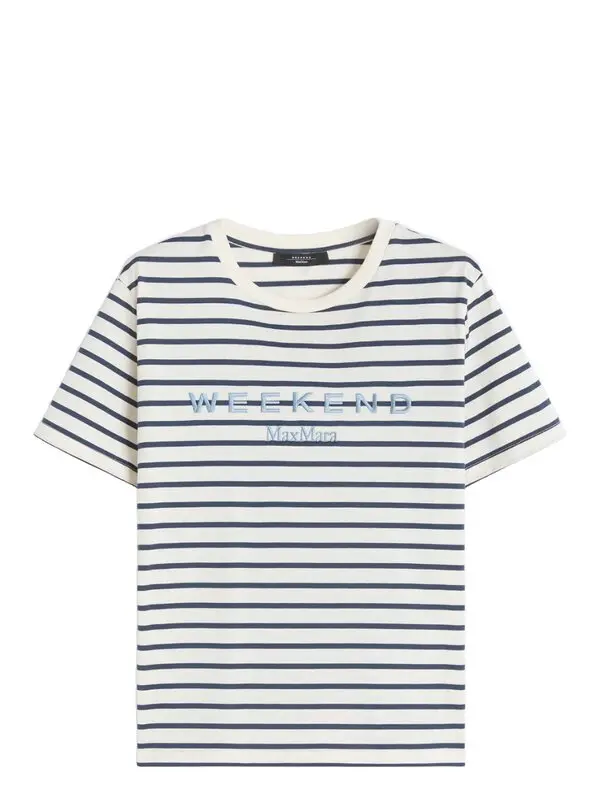 Max Mara Cotton Jersey T-shirt With Embroidered Graphics - Navy