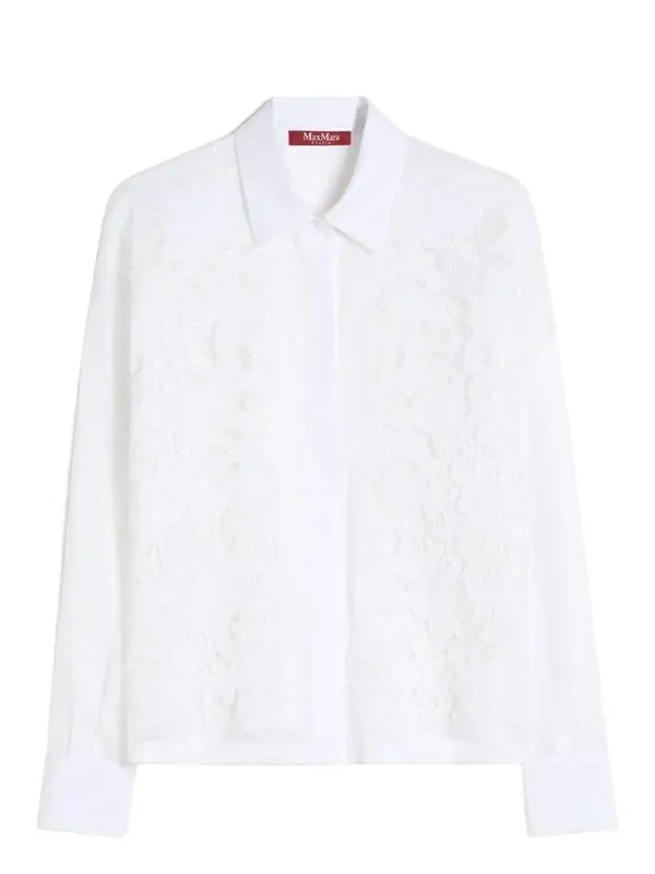 Max Mara Embroidered Ramie Canvas Boxy Shirt - White