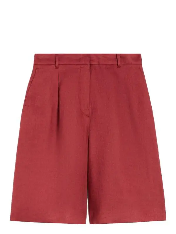 Max Mara Long Linen Bermuda Shorts - Brick Red