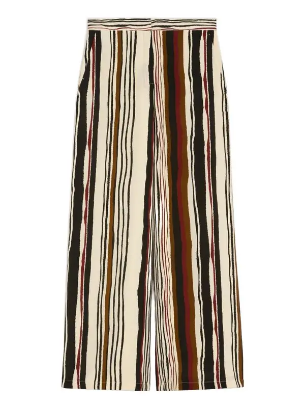 Max Mara Striped Crêpe De Chine Palazzo Trousers - Brick Red