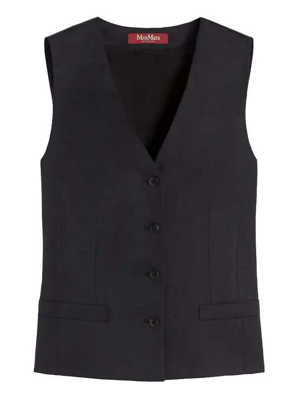 Max Mara Linen Canvas Gilet - Black