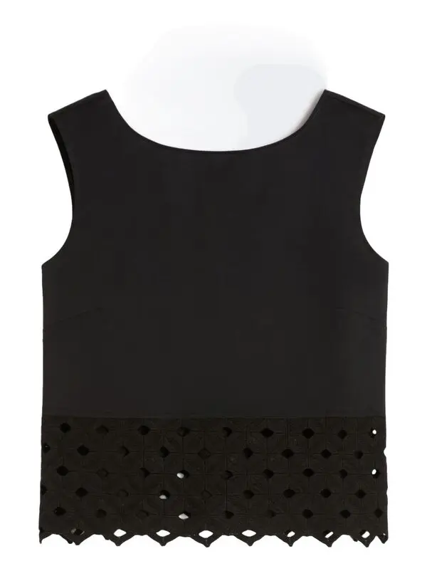 Max Mara Poplin And Macramé Lace Top - Black