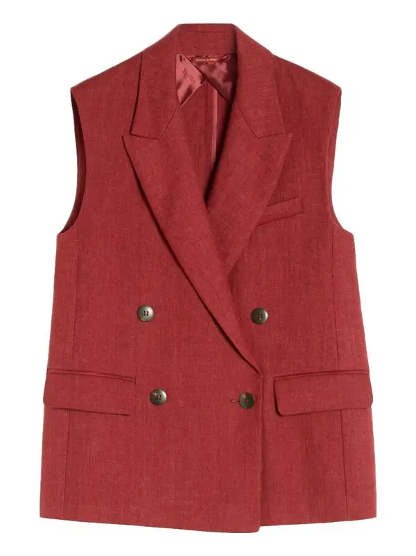 Max Mara Linen Twill Gilet - Brick Red