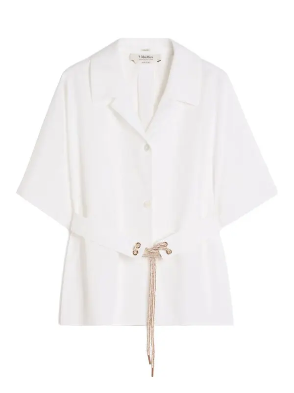 Max Mara Cotton Poplin Tie-detailed Shirt - White