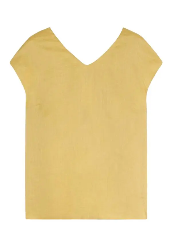 Max Mara Ramie Canvas Blouse With Bow Detail - Bright Yellow