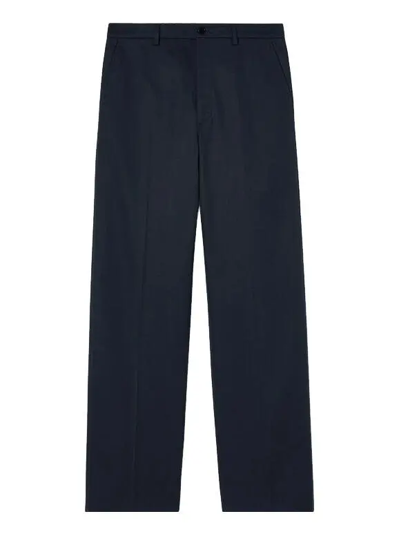 Gucci Cotton Twill Pants With Crest Embroidery - Blue