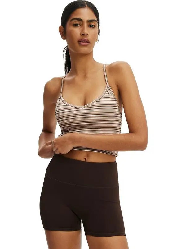 Cotton:on Active Ultra Soft Racer Back Tank - Latte Stripe
