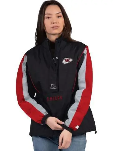 STARTER Kansas City Chiefs Thursday Night Gridiron Half-zip Jacket - Black