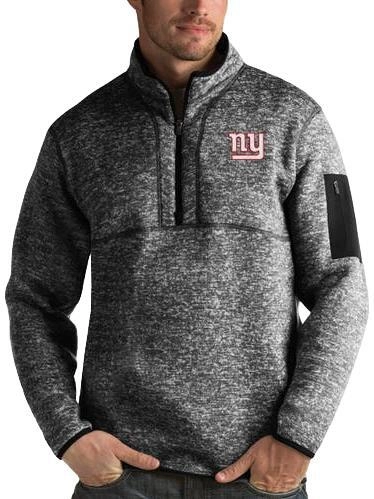 ANTIGUA New York Giants Heathered Quarter-zip Pullover Jacket - Heather Black