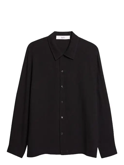 Séfr Sense Button-up Shirt - Black Crepe