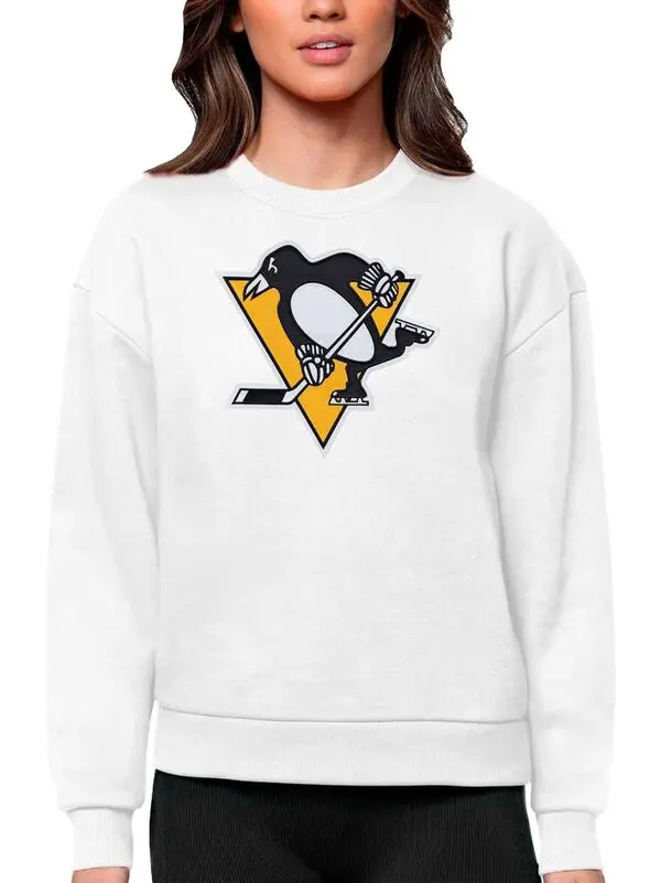 ANTIGUA Pittsburgh Penguins Primary Logo Victory Crewneck Pullover - White