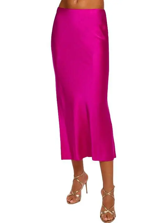 Ramy Brook Krisia Silk Midi Skirt - Fiesta Pink
