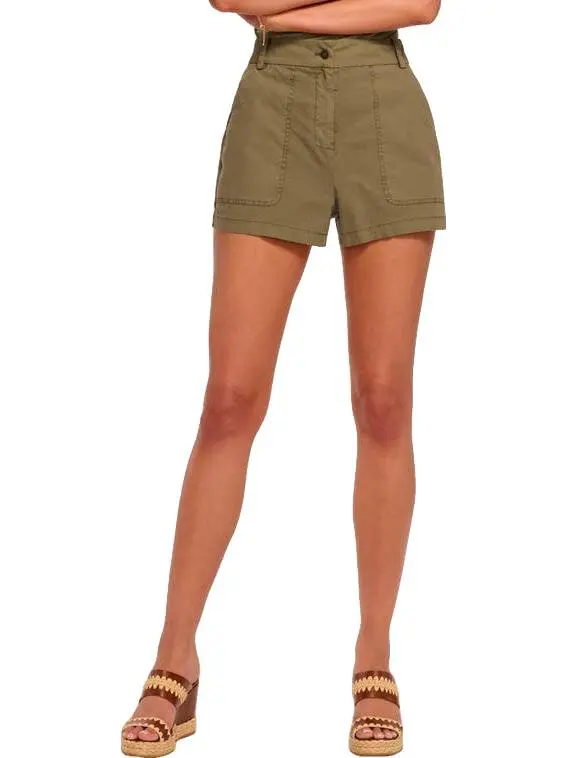 Ramy Brook Hilary Stretch Cotton Canvas Shorts - Safari Green