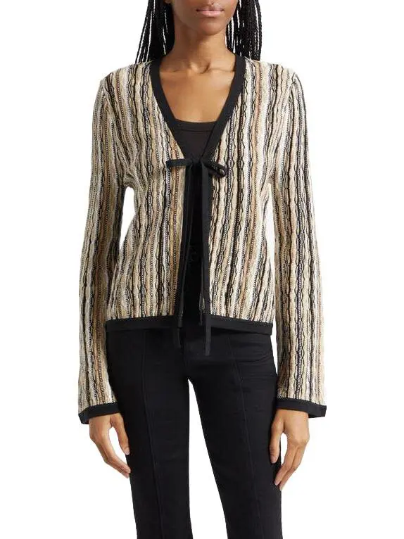 Ramy Brook Daniela Stripe Cardigan - Black Combo Stripe