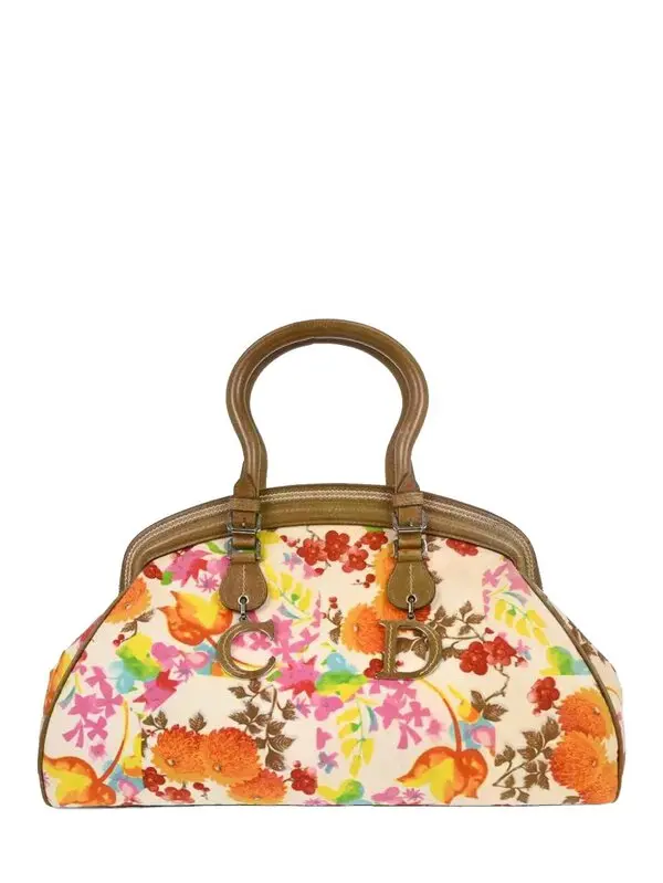 Dior 2005 Floral-print Handbag - White