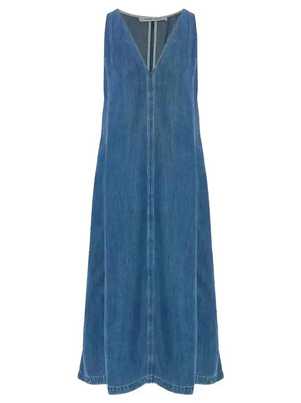 SAMSOE SAMSOE Saskylar V-neck Denim Maxi Dress - Blue