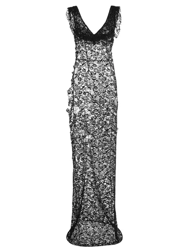 COLLEEN ALLEN Lace Maxi Dress - Black