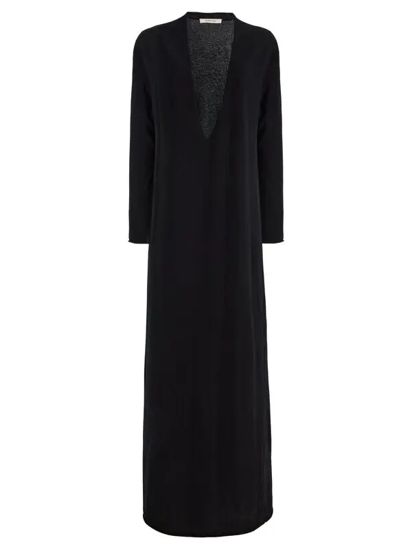 COLLEEN ALLEN Merino Wool V-neck Maxi Dress - Black