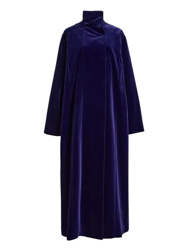 COLLEEN ALLEN High-collar Velvet Raglan Coat - Purple