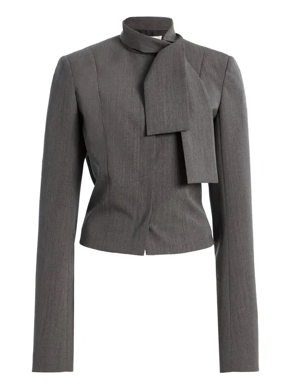 COLLEEN ALLEN Tailored Scarf Jacket - Grey