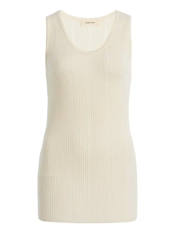 COLLEEN ALLEN Ribbed Merino Wool Tank Top - Ivory