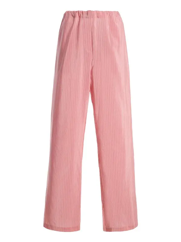 COLLEEN ALLEN Striped Cotton-silk Lounge Pants - Multi