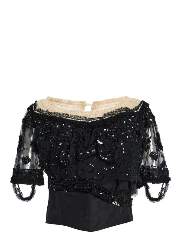 COLLEEN ALLEN Embroidered Tulle Bodice - Black