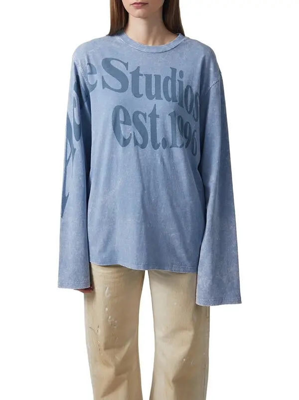 Acne Studios Logo Relaxed Fit T-shirt - Dusty Blue