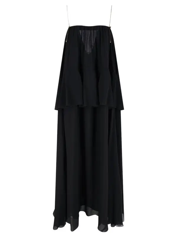 Chloé Silk Maxi Dress With Chain Straps - Black