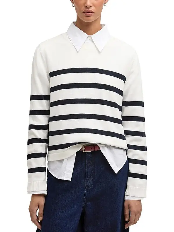 Barbour Fern Striped Sweater - Cloud/navy