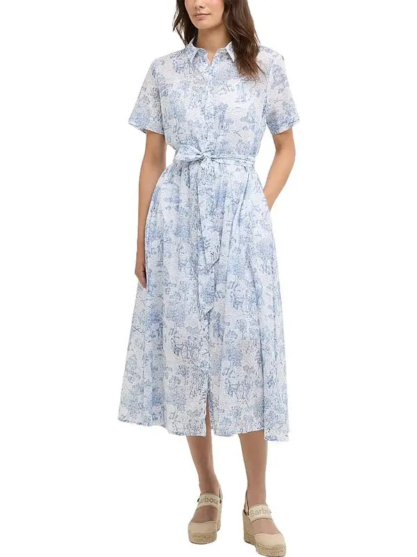 Barbour Wisteria Belted Dress - Ink Blue Print