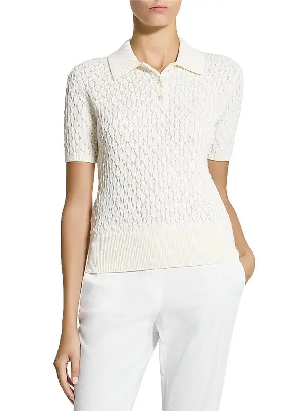 Theory Cable Knit Polo Shirt - Ivory