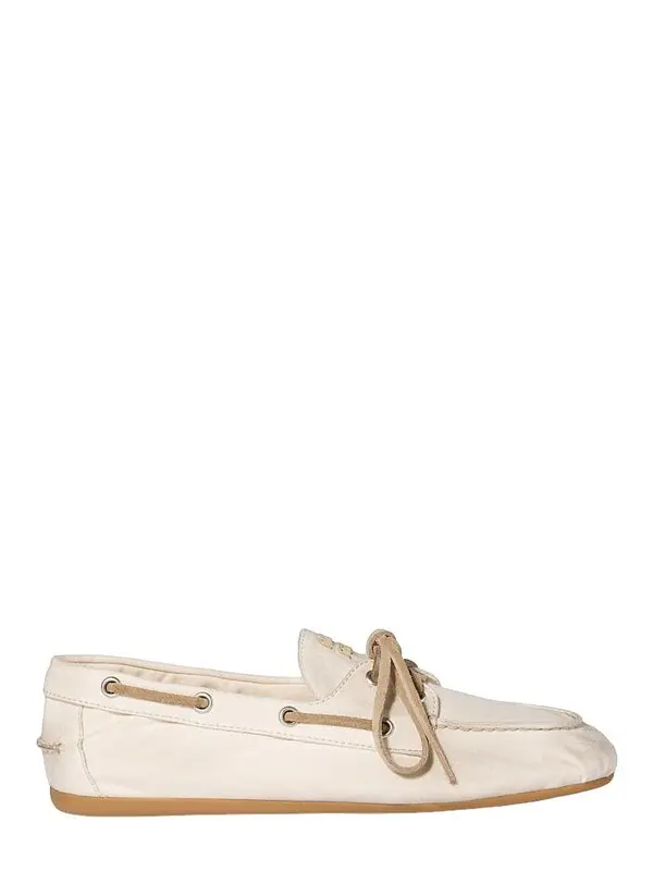 Miu Miu Leather Moccasin Loafers - Ecru