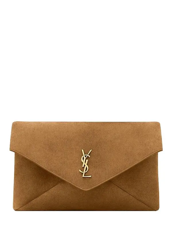 Saint Laurent Cassandre Large Envelope Pouch - Caramel Cognac