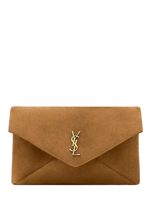 Saint Laurent Cassandre Large Envelope Pouch - Caramel Cognac