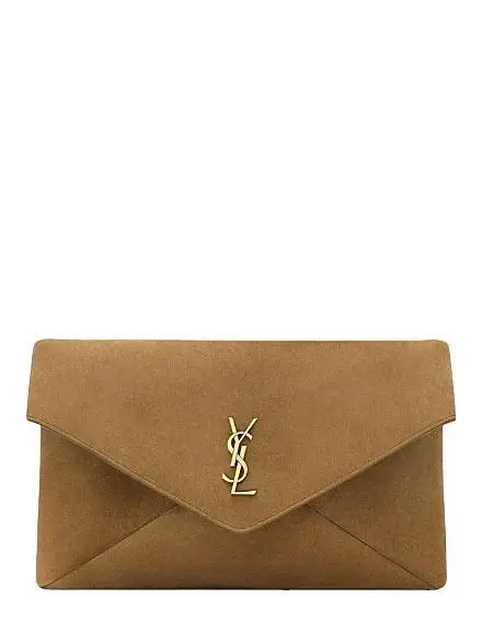 Saint Laurent Cassandre Large Envelope Pouch - Golden Leaf