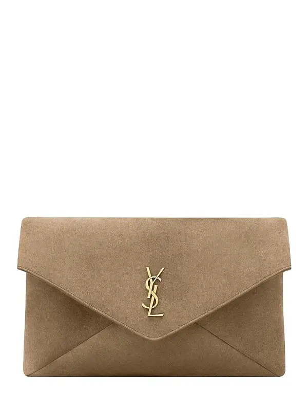 Saint Laurent Cassandre Large Envelope Pouch - Light Cumin