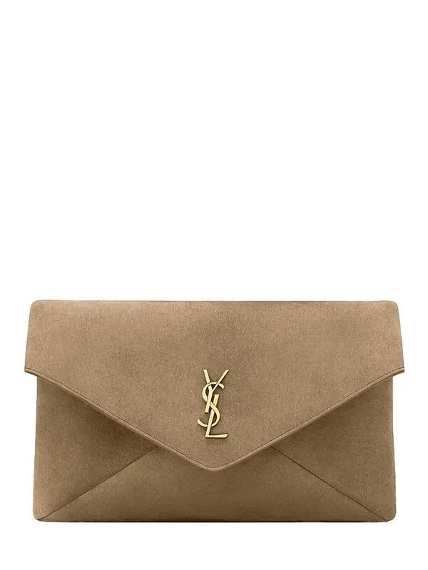 Saint Laurent Cassandre Large Envelope Pouch - Light Cumin