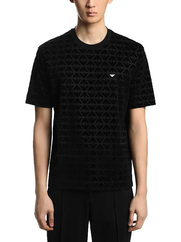 Emporio Armani Tonal Print Tee - Solid Black