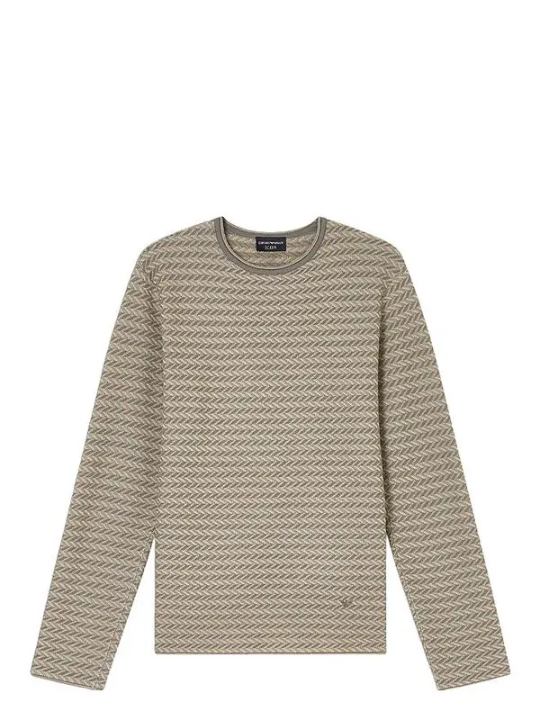 Emporio Armani Chevron Patterned Pullover Sweater - Fancy Beige