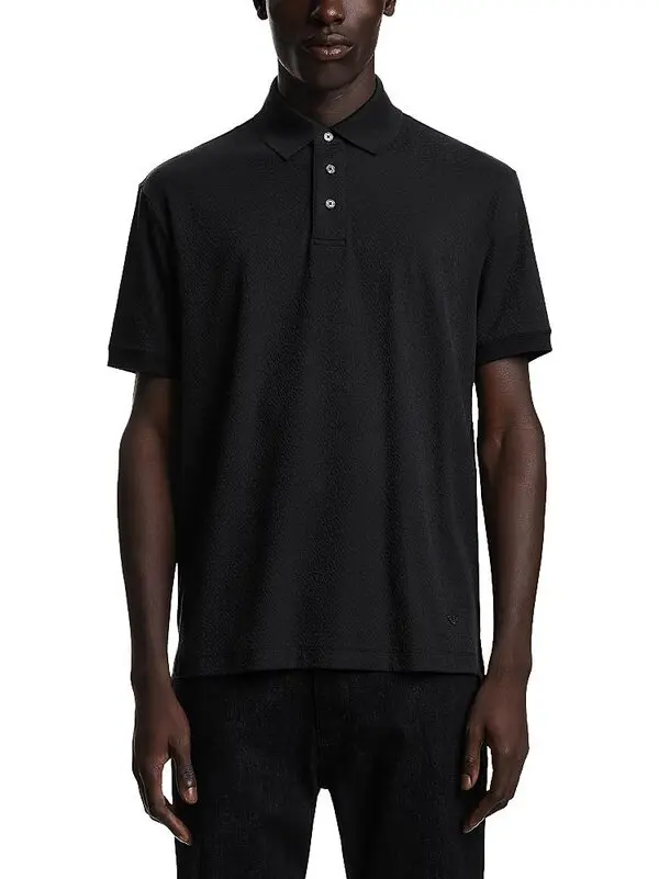 Emporio Armani Jacquard Polo Shirt - Solid Blue