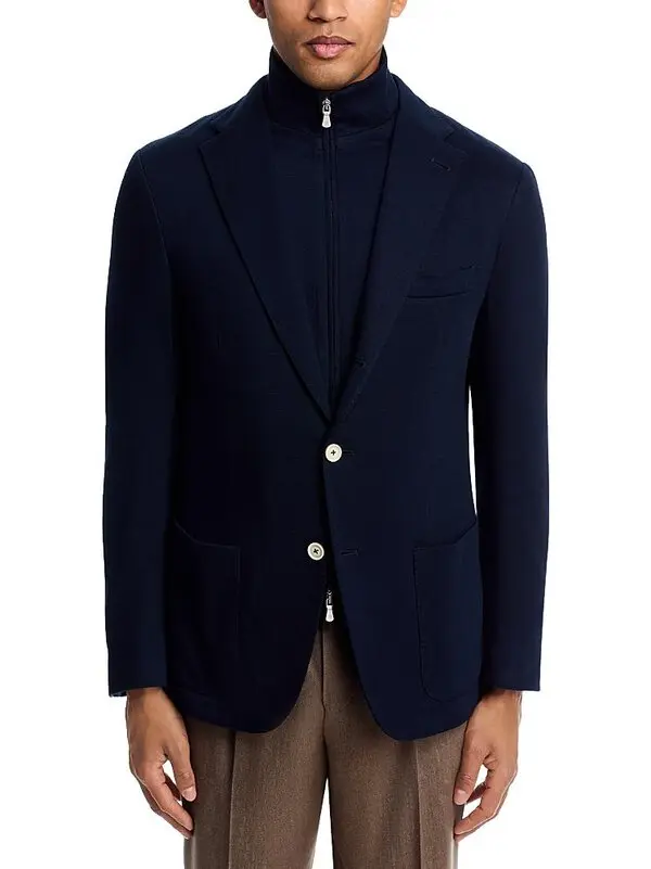 Eleventy Cotton Jersey Jacket With Removable Bib - Navy