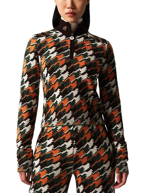 Perfect Moment Herringbone Merino Wool Sweater - Scratch Houndstooth Print