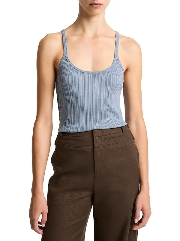 Vince Ribbed Knit Tank Top - Azul