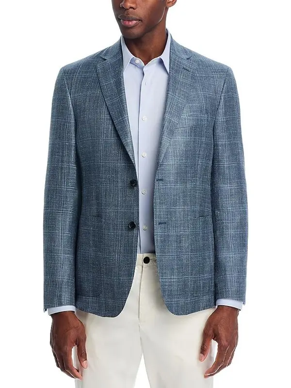 Bloomingdale'S Wool, Silk, And Linen Windowpane Sport Coat - Slate Blue