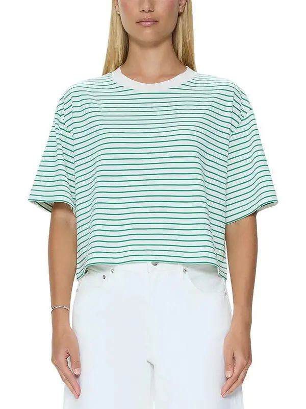 PISTOLA Mae Cropped Tee - Vert Stripe