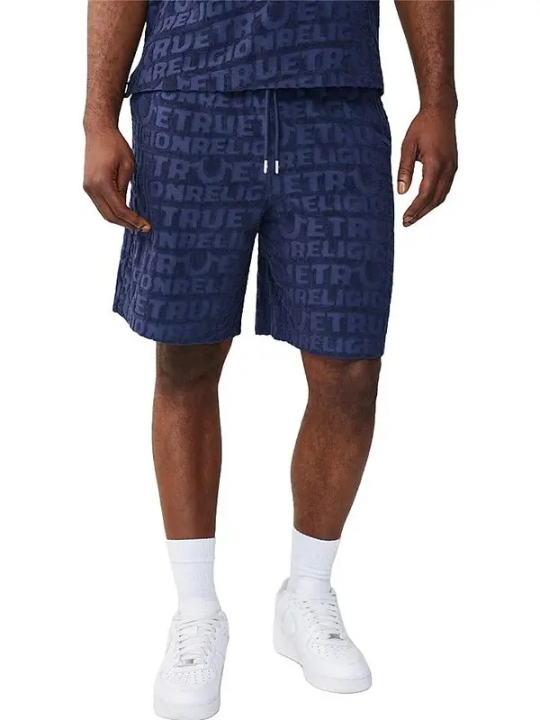 True Religion Terry Logo Drawstring Shorts - Midnight