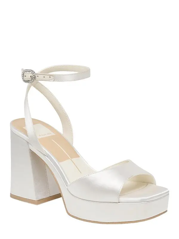 Dolce Vita Felica Platform Sandals - White Satin