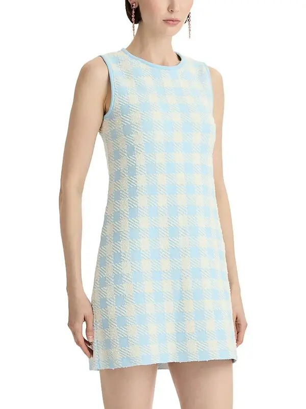 Oscar De La Renta Gingham Jacquard Shift Dress - Ice/white