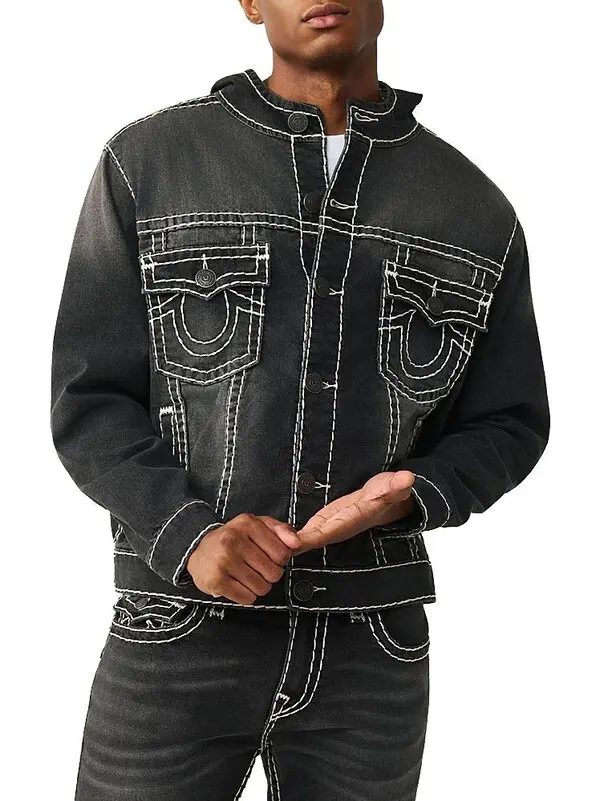 True Religion Hooded Denim Jacket - Smog Overdye